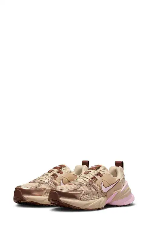 Nike V2k Run Sneakers - Sand Drift/Pink/Brown | Editorialist